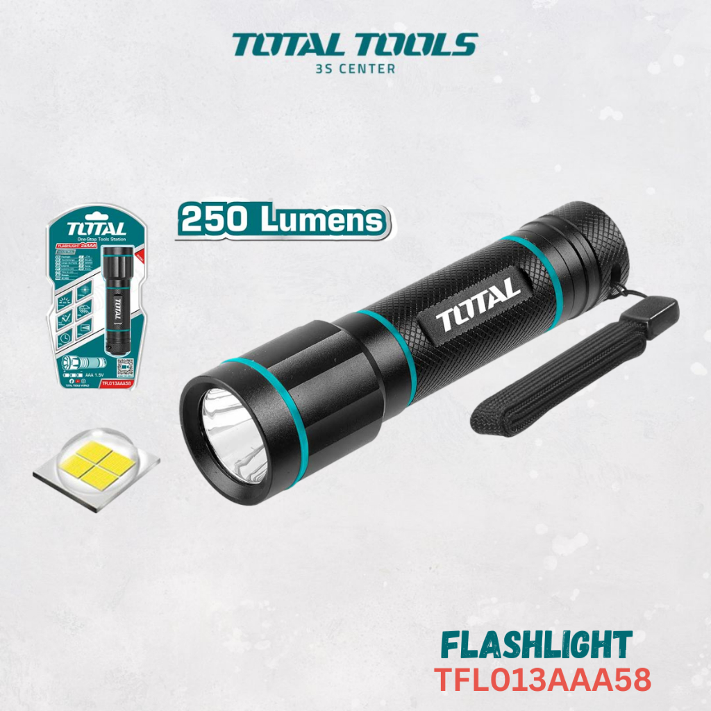 TOTAL Flashlight (250 lumens), Irradiation Distance: 160m, Tail Cap ...
