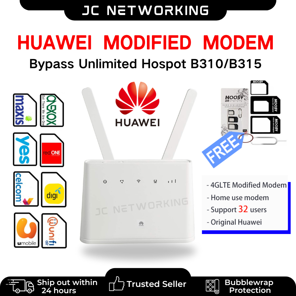 🔥🔥 Huawei MOD MODEM B310 / B315 4PORT WIFI Hotspot Support 4G 【 NEW SET ...