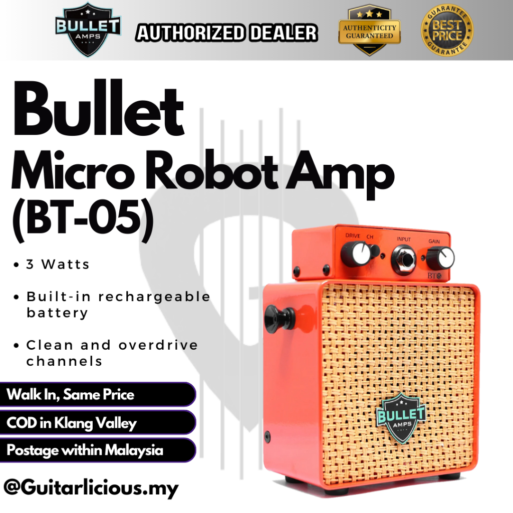 Bullet Robot Micro 5 Watts Guitar Amplifier, Orange (BT-05) Mini ...