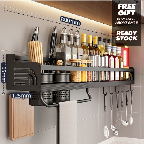 Wall Mounted Kitchen Spice Rack Seasoning Rack Utensils Rack Dish ...