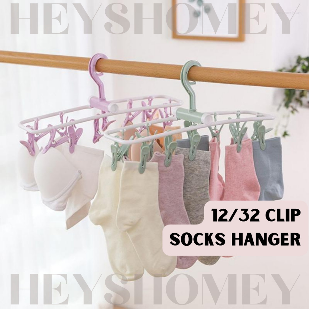 12 Clip Foldable Clothes Socks Hanger Clothes Pin 12 pcs Klip ...