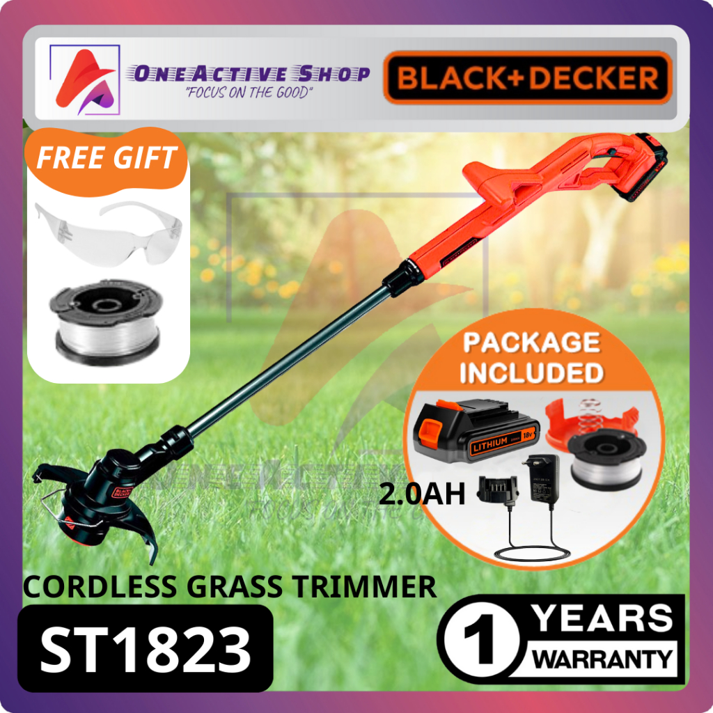 BLACK & DECKER 18V CORDLESS GRASS TRIMMER ST1823 & CM100 - 1 Year ...