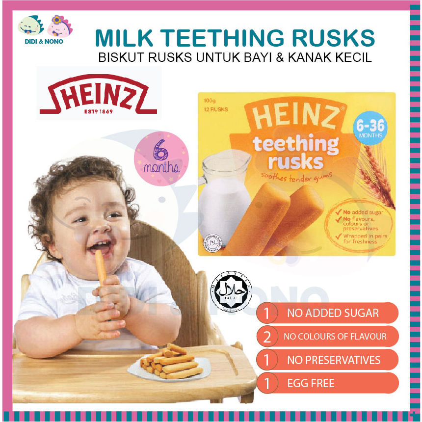 [12rusks,100g] HEINZ Teething Rusks Soothes Tender Gums 6-36m+ Biskut ...