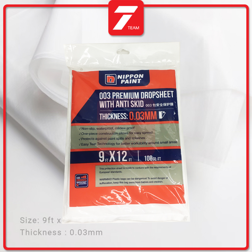 NIPPON PAINT 9ft x 12ft Plastic Canvas 003 Premium Dropsheet With Anti ...
