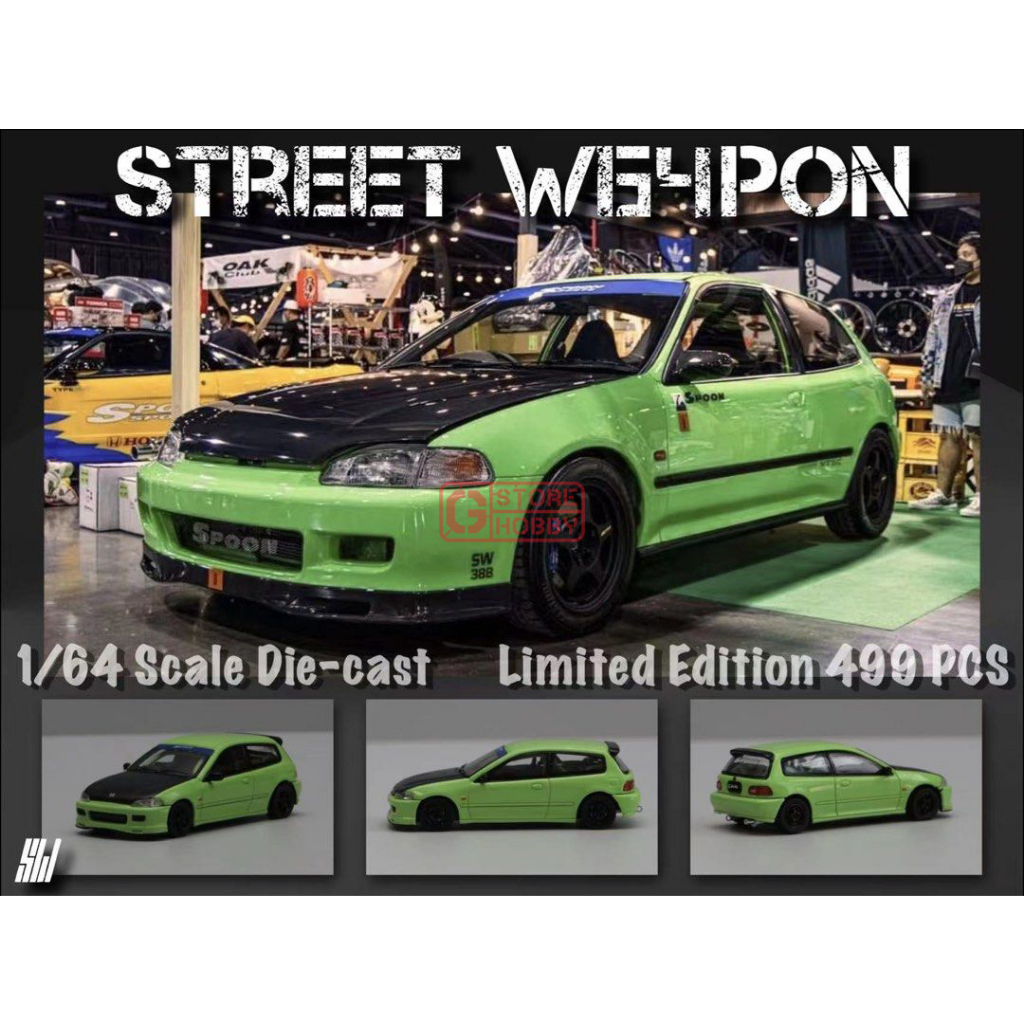 STREET WEAPON 1/64 HONDA CIVIC EG6 GREEN/SILVER BLACK | Shopee Malaysia