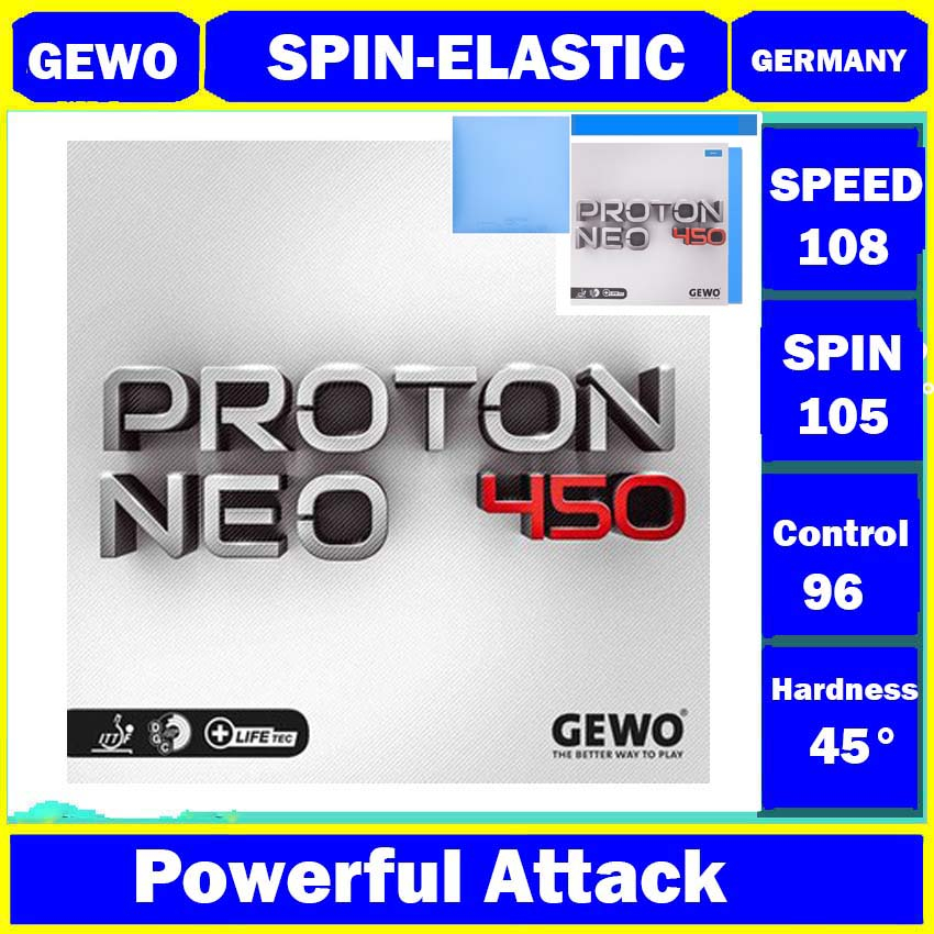 GEWO Proton Neo 450 Table Tennis Rubber (Made in Germany) Pips-In ...
