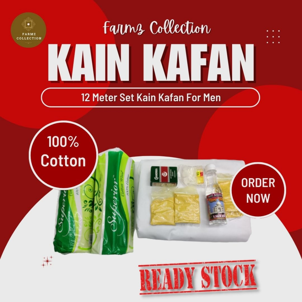 Kain Kafan Putih Set For Men 12 Meter / Cotton Putih 100% / Set ...