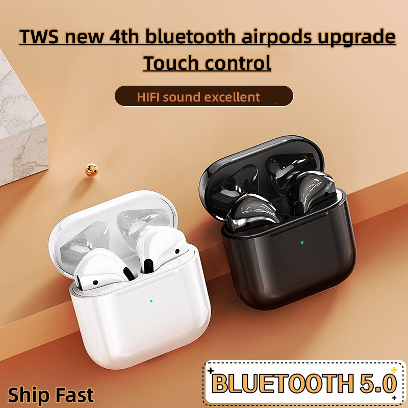 Pro 4 TWS Bluetooth Earphones with Microphone HiFi Stereo earpod ...