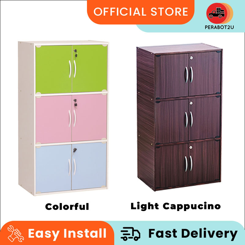 P2U Almari 6 Pintu / Almari Serbaguna BerKunci/ 6 Door Storage Box ...