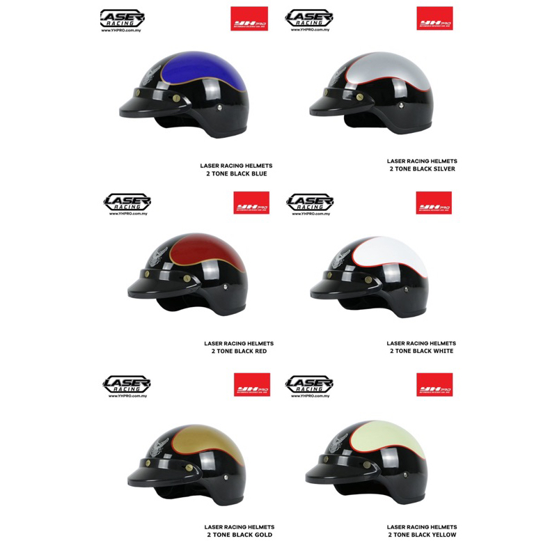 Helmet Half Helmet Laser Classic Steng 2 Tone(Sirim Approve) | Shopee ...
