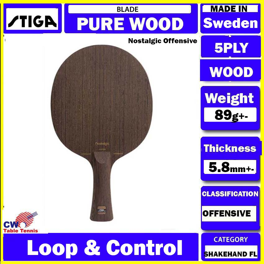 Stiga Nostalgic Offensive 5ply Pure Wood Table Tennis Blade Ping Pong ...