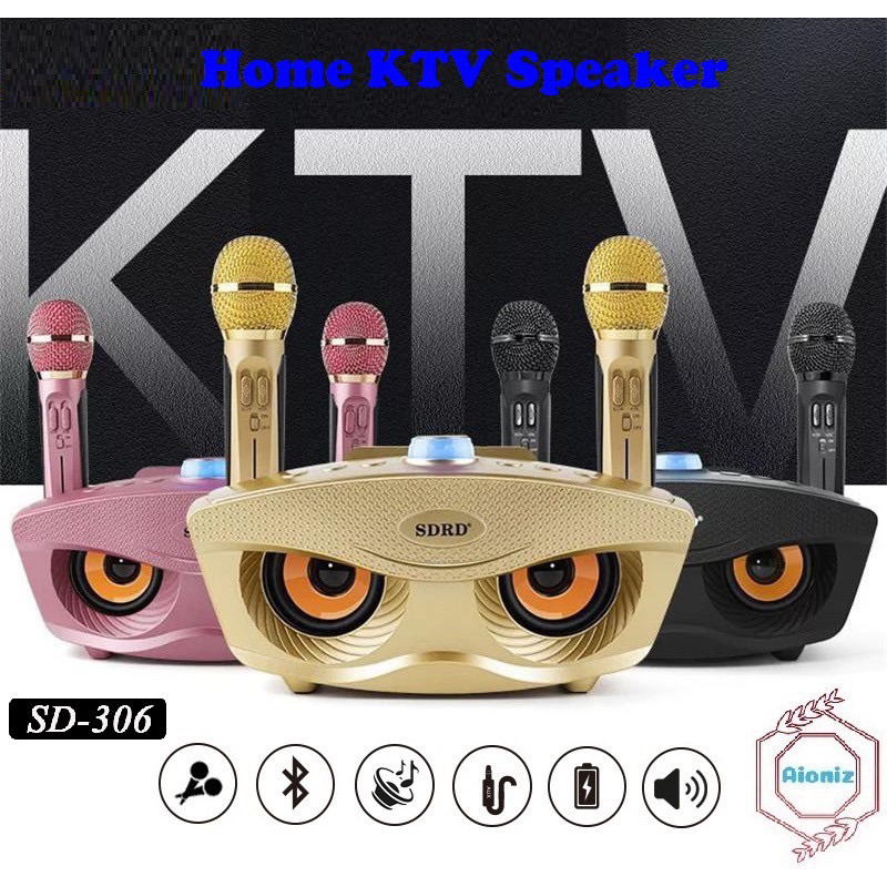 SDRD SD-306 SD306 Plus Wireless Microphone Portable Bluetooth Speaker ...
