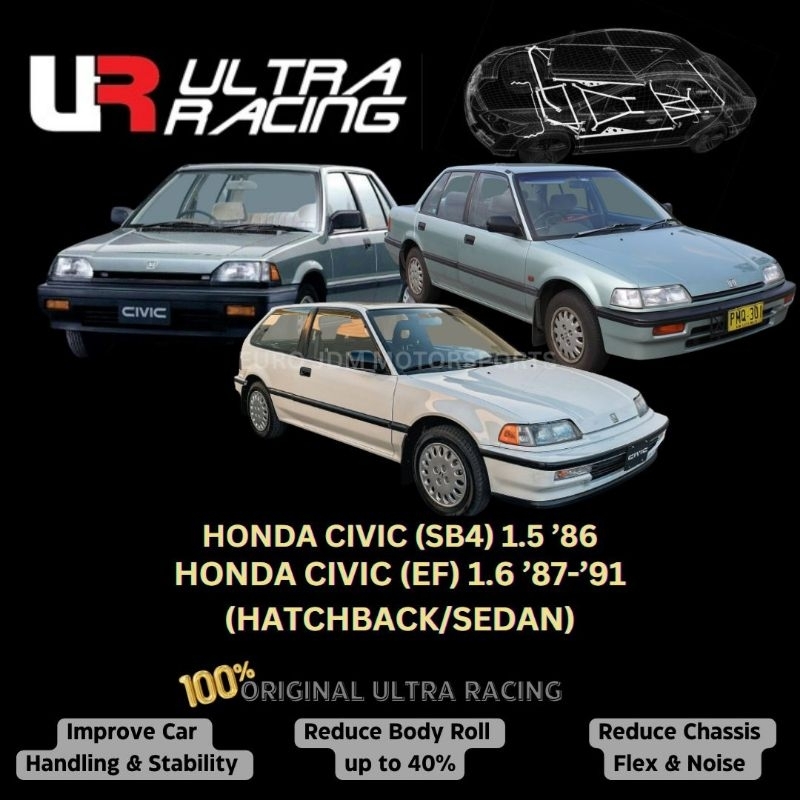 Ultra Racing Safety Bar Honda Civic (SB4) 1.5 '86 (EF) 1.6' 87-'91 ...