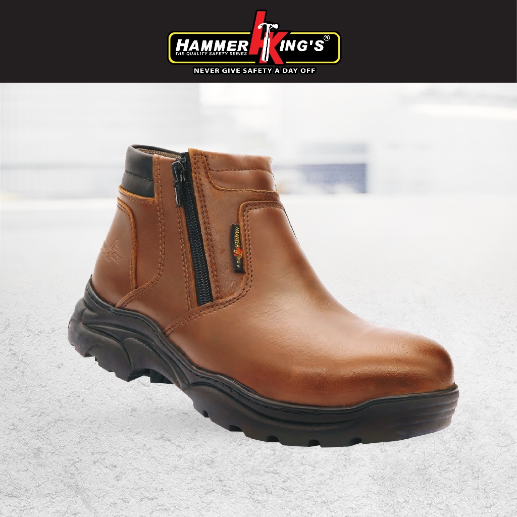HAMMER KING'S HK 13013 Men Brown Leather Industry Safety Boots / Mid ...