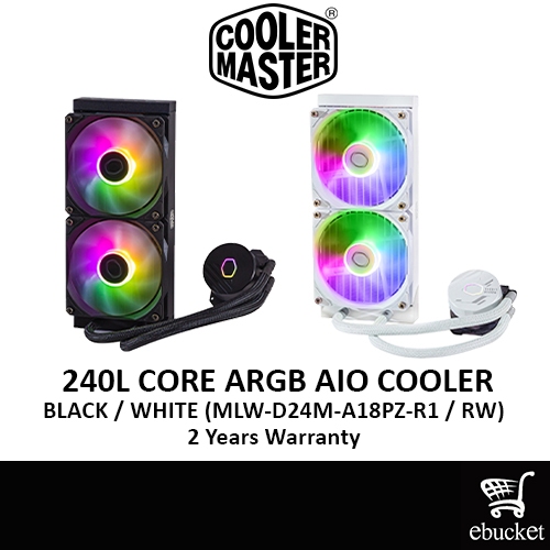 COOLER MASTER MASTERLIQUID 240L CORE ARGB CPU AIO COOLER BLACK / WHITE ...