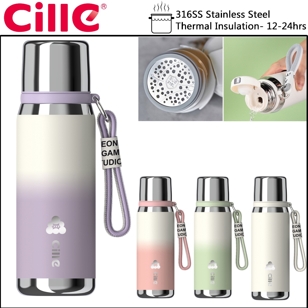 Cille XB-23152 630ml Cup Cap Tea Filter 316SS Stainless Steel Vacuum ...
