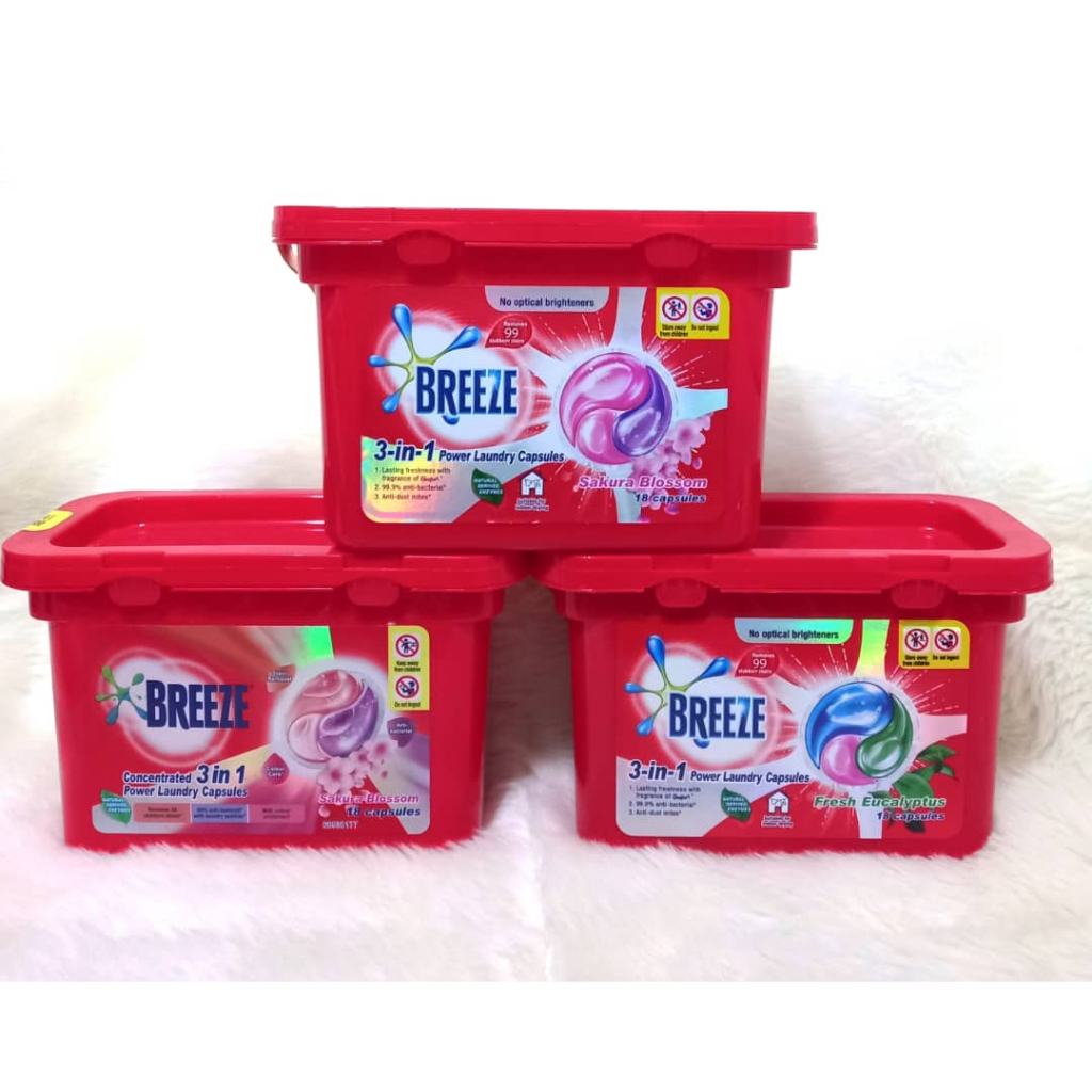 Breeze 3 in 1 Power Laundry Capsules / Breeze Pouch 18/ 40 Capsules ...