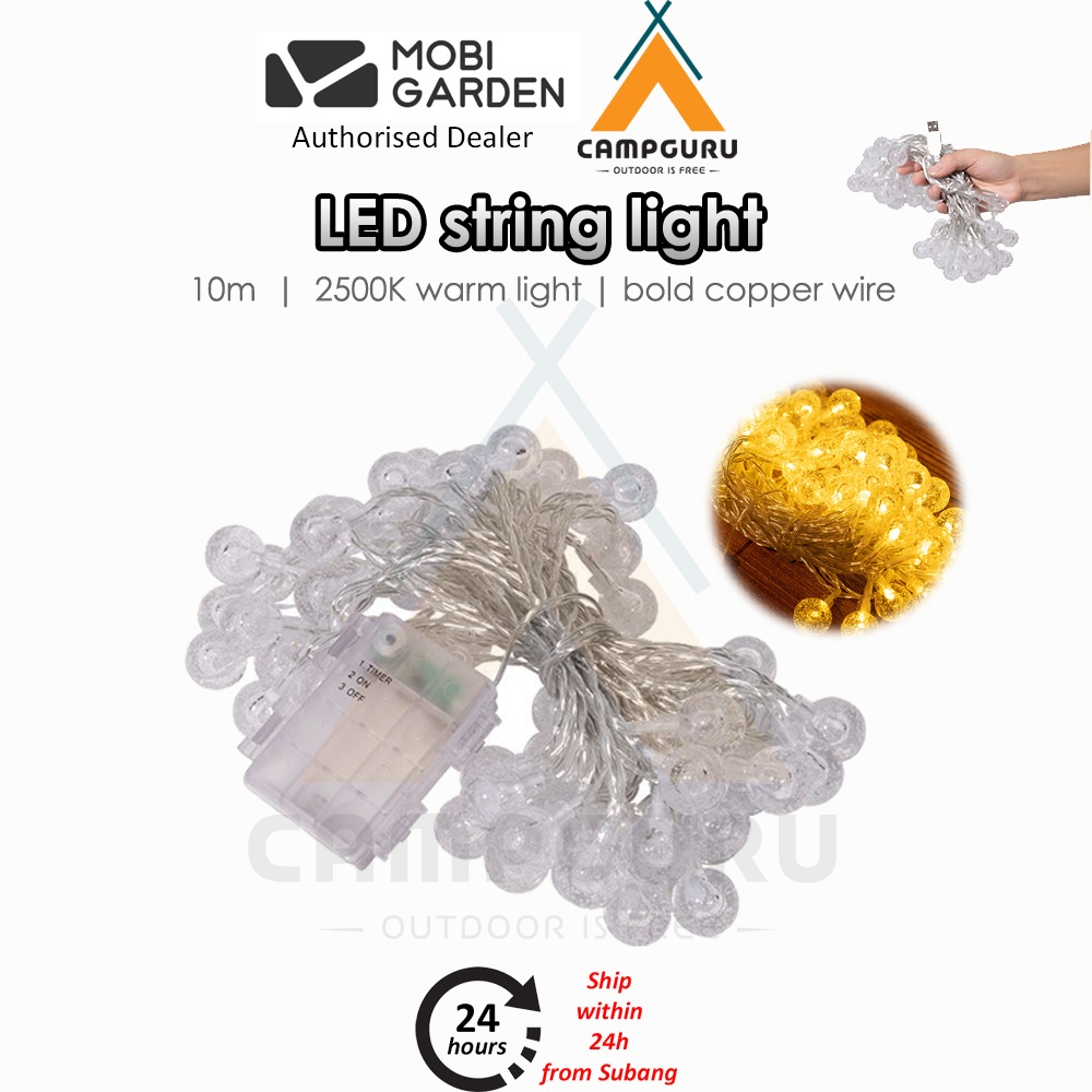 Mobi Garden 10m String Lights LED Crystal Ball Fairy Lights Outdoor ...