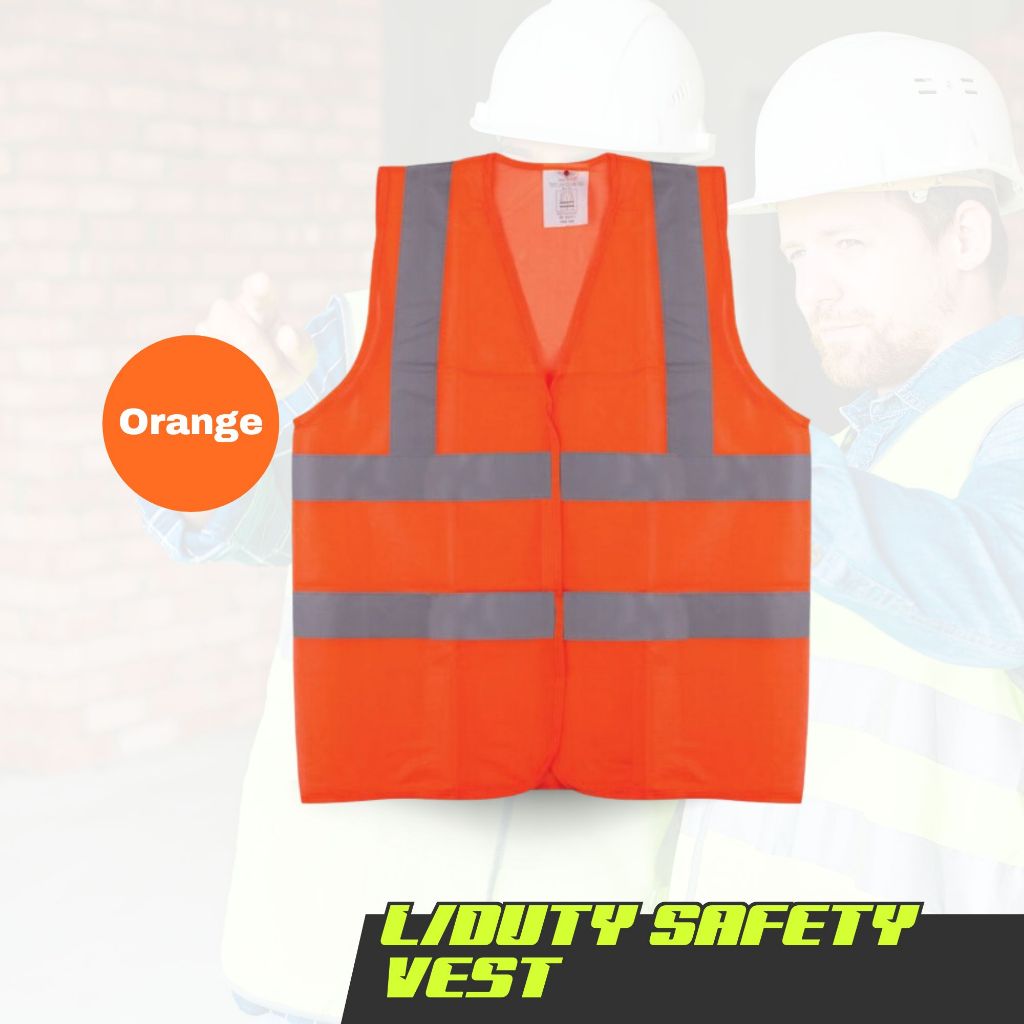 Unisex Reflective Safety Vest Zip Pocket Yellow Orange Zipper Polyester ...