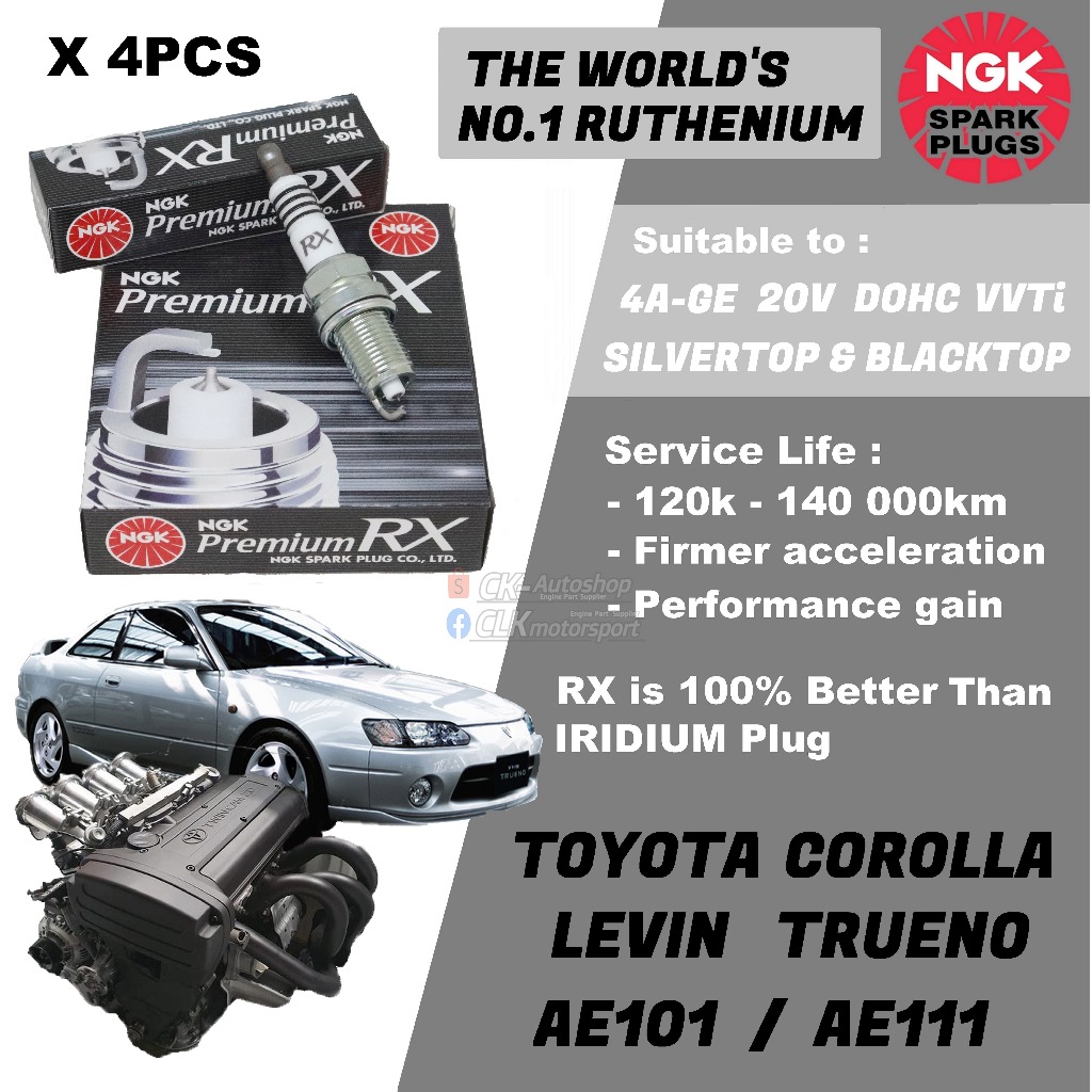 NGK Premium RX Spark Plug - Toyota 1.6L 4AGE 20V Silvertop Blacktop ...