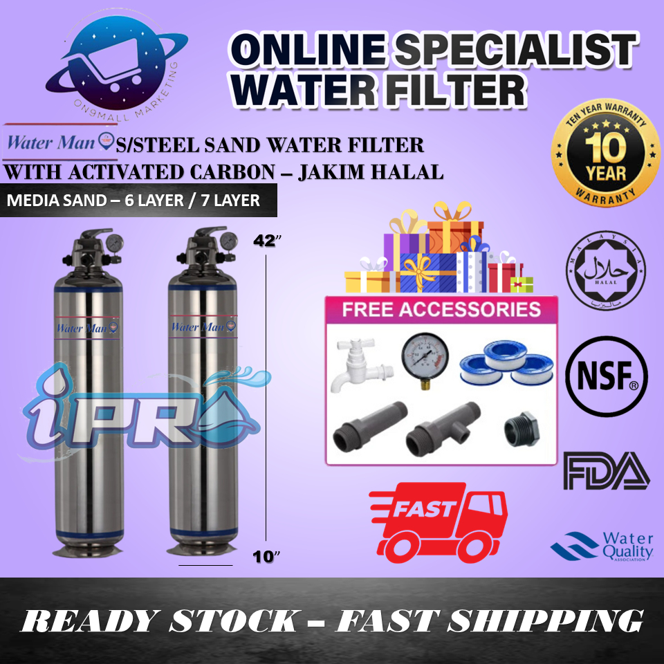 WATERMAN OUTDOOR SAND WATER FILTER FULLY STAINLESS STEEL 10 X 42 ...