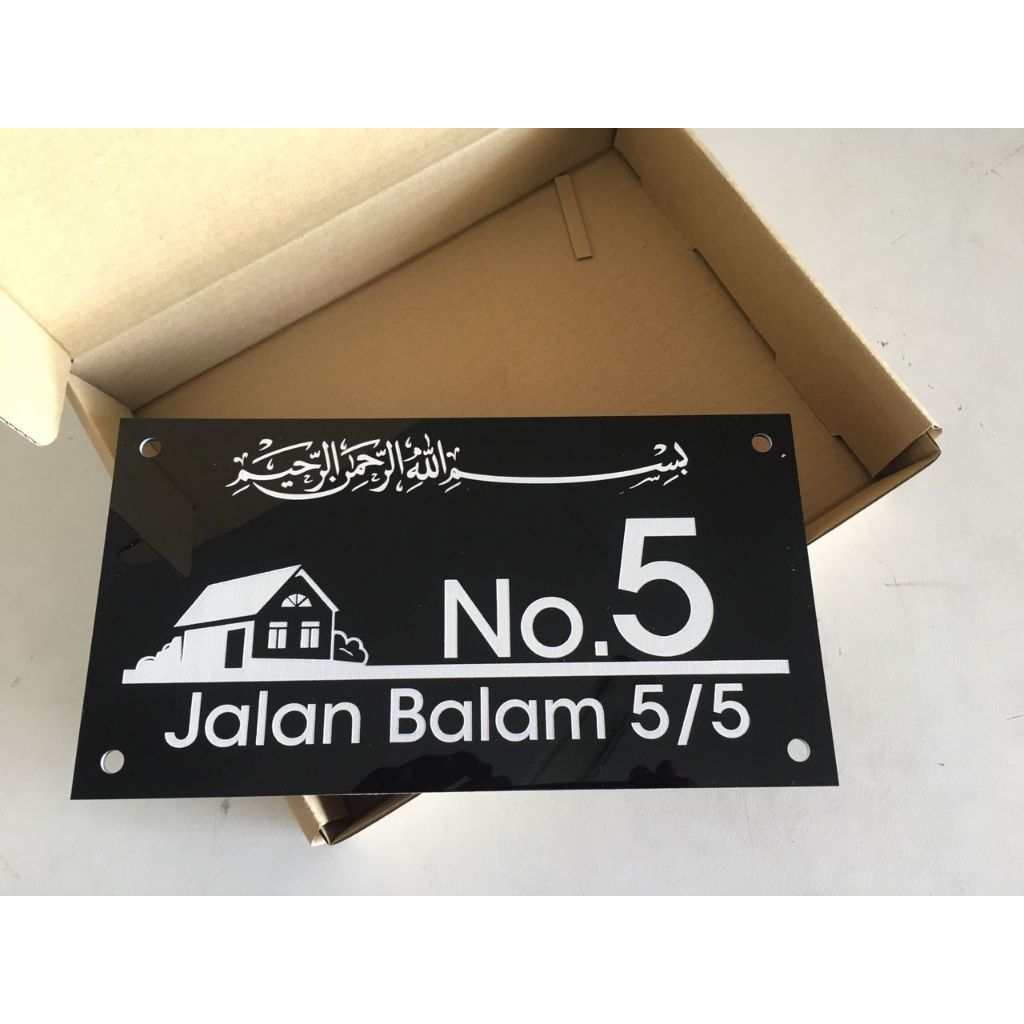 Signage Rumah Plate Alamat Rumah Modern House Number Plate RM40 ...