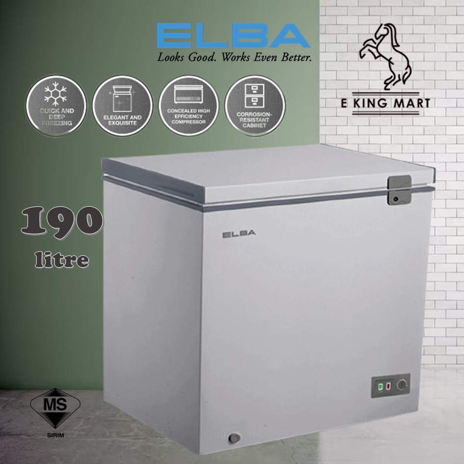 ELBA Chest Freezer BIG 190 Litres ARTICO EF-E1915(GR) Freezer Peti ...