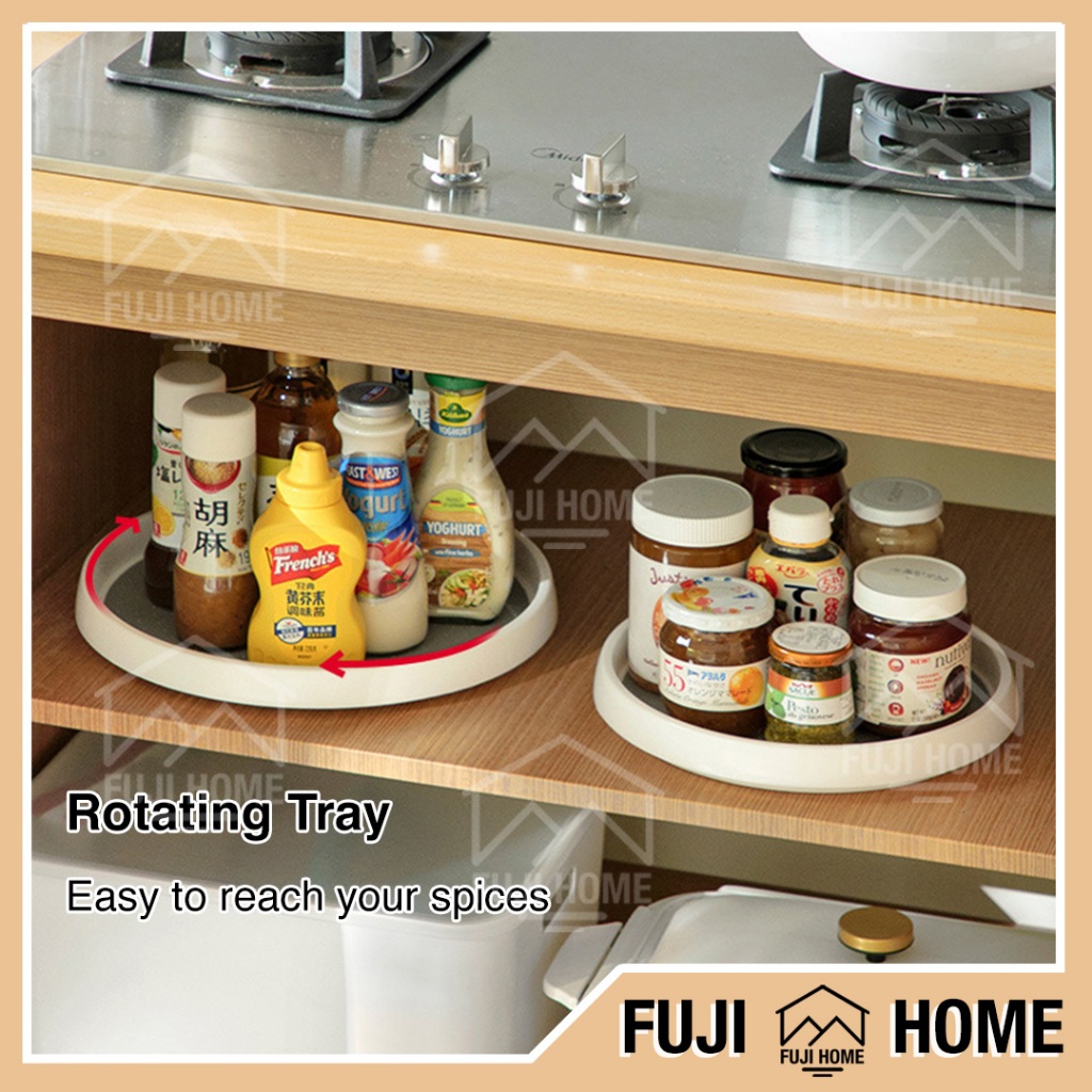 🏠READY STOCK🏠360° Rotating Spice Rack Turntable Rotating Storage Tray Meja Putar Dapur Dulang ...