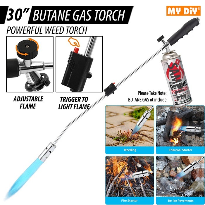 30" GAS TORCH FLAME GUN POWERFUL BUTANE GAS TORCH LONG NOZZLE FLAME ...