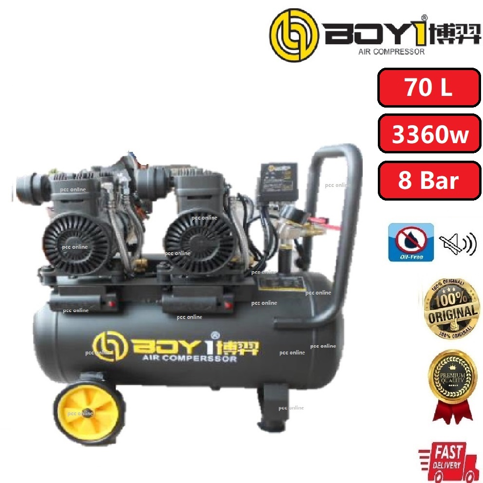 BOYI BY1600RA-2070 70L SILENT OIL FREE AIR COMPRESSOR 3360W (Hevy Duty ...