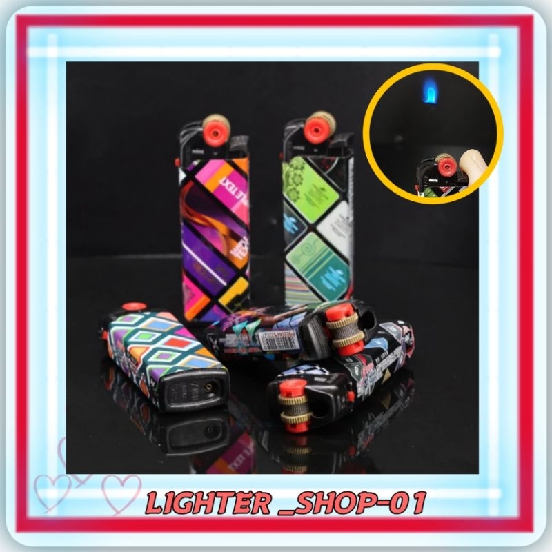 Retro Plaid Fashion Style Ghost Fire Flying Fire Grinding Wheel Lighter ...