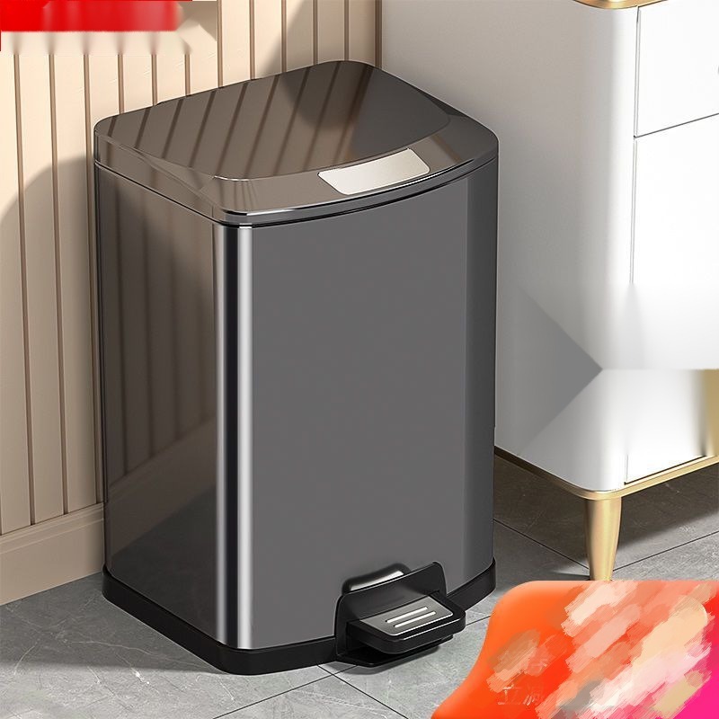 Stainless Steel Trash Household Living Room Pedal Foot with Lid Large ...