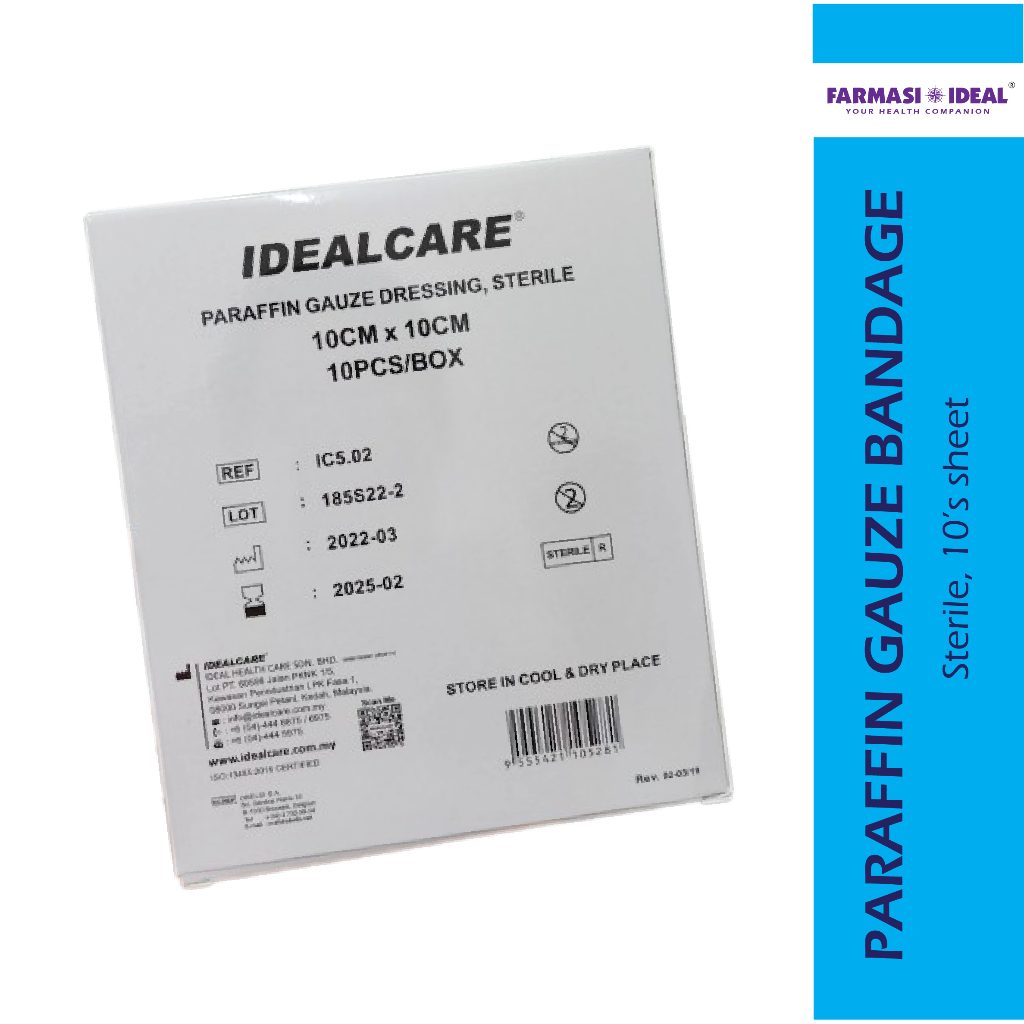 IDEALCARE Paraffin Gauze Dressing, Sterile, 10cm x 10cm | Shopee Malaysia