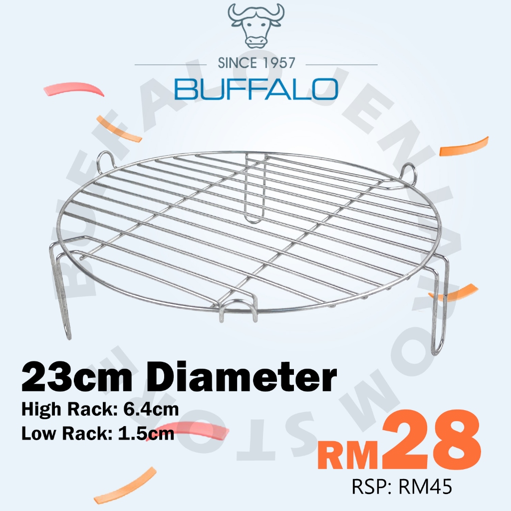 BUFFALO Stainless Steel 304 High Rack Low Rack 23cm Diameter Steamer ...