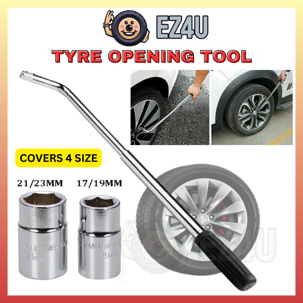 [EZ4U] Heavy Duty L Shape Tyre Opener Extendable Wheel Brace Wrench ...