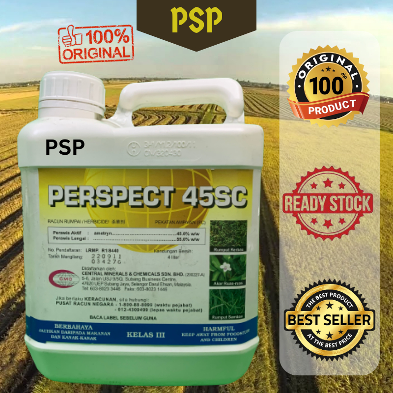 4L PERSPECT 45SC Ametryn 45% CMC Racun Rumput /Rumpai Rumput Sambau Sambar Kerbau akan ruas di ...