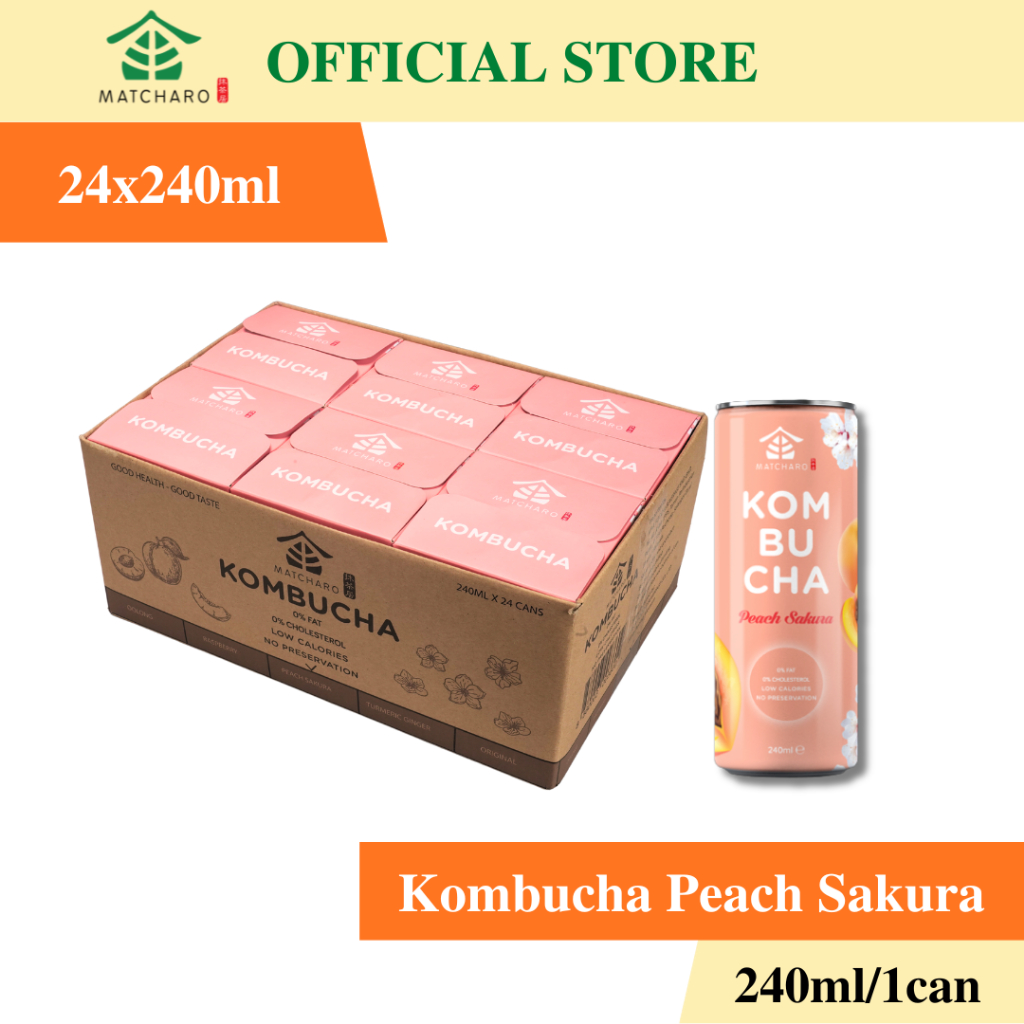 [HALAL] MATCHARO Kombucha Peach Sakura (240ml x 24) | Shopee Malaysia