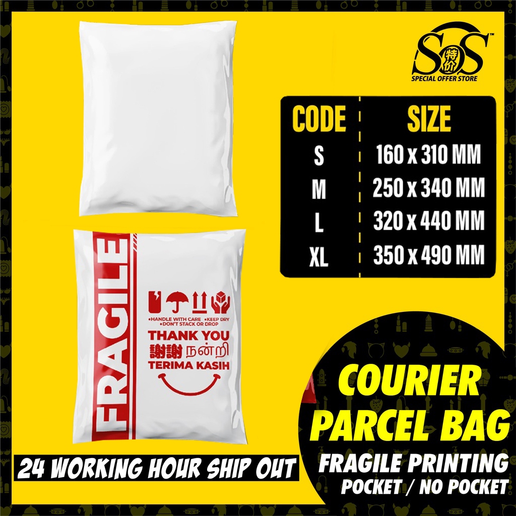 Beg Kurier Courier Bag With Pocket 50/100pcs FRAGILE Parcel Bag ...