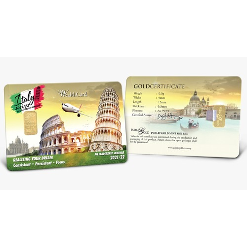 Public Gold Bullion Bar PG 0.5g (Au 999.9) - Wealth Card (Italy ...