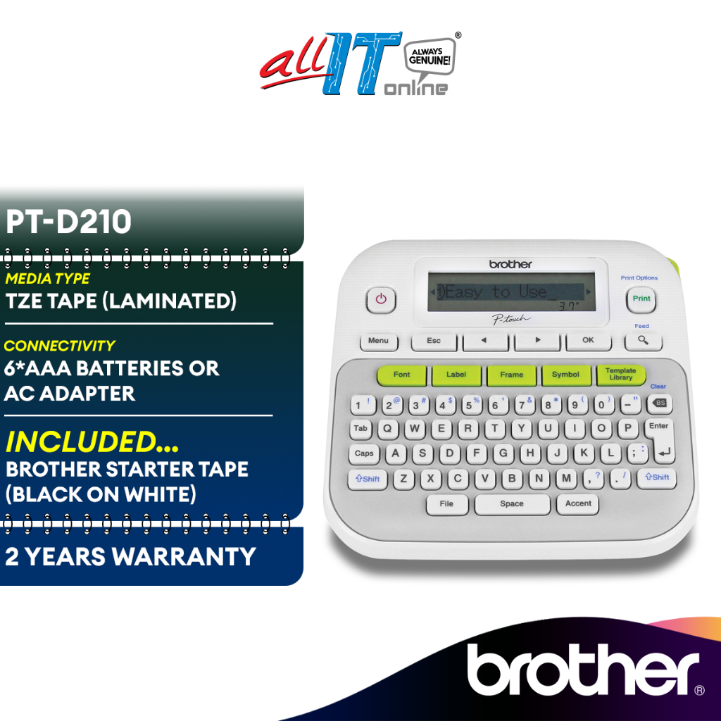 Brother PT-D210 Desktop Label Printer for home and office use | Print ...