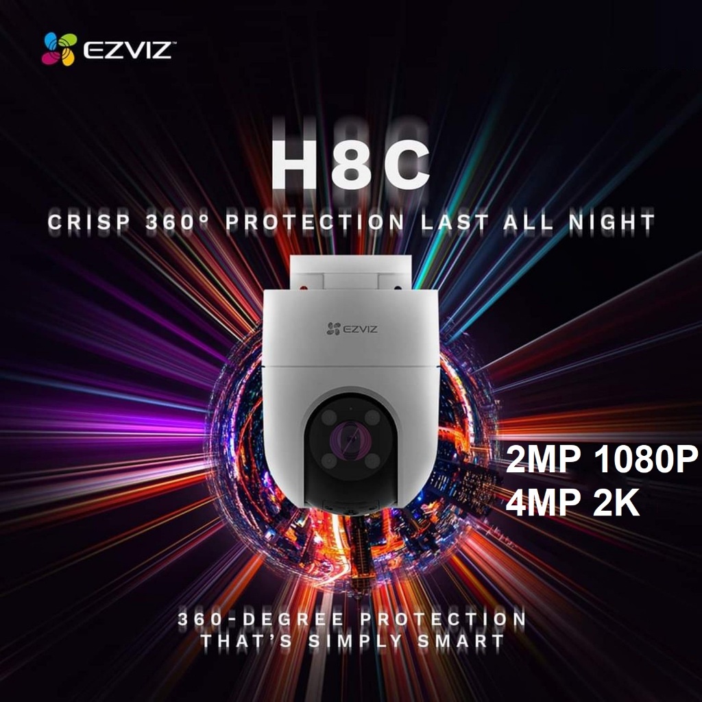 Ezviz H8C 1080p / 4MP 2K Outdoor/Indoor 360 Pan/Tilt Smart Color Night ...