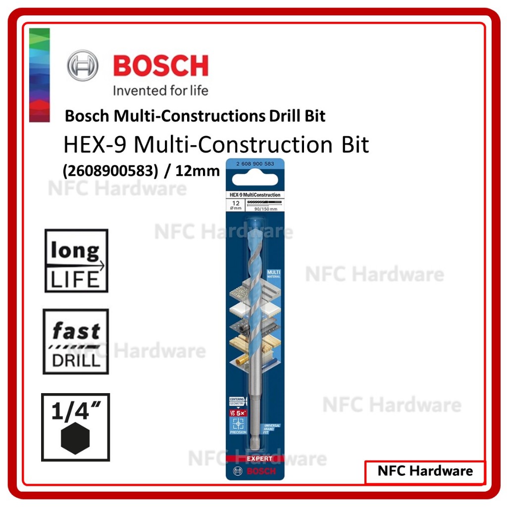 BOSCH HEX-9 Multi Constructions Drill Bit (1 Pcs) | Shopee Malaysia