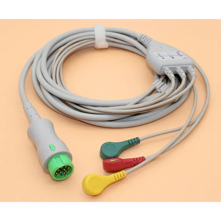 ECG 3 leads with lead wires one cable Mindray Compatible snap type ...