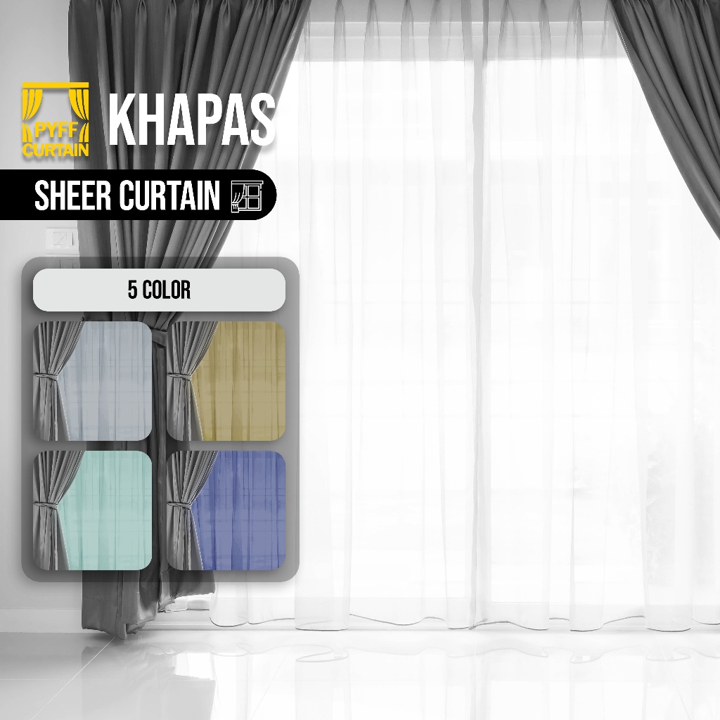 PYFF CURTAIN | KHAPAS COLOUR sheer plain, langsir jarang berwarna ...