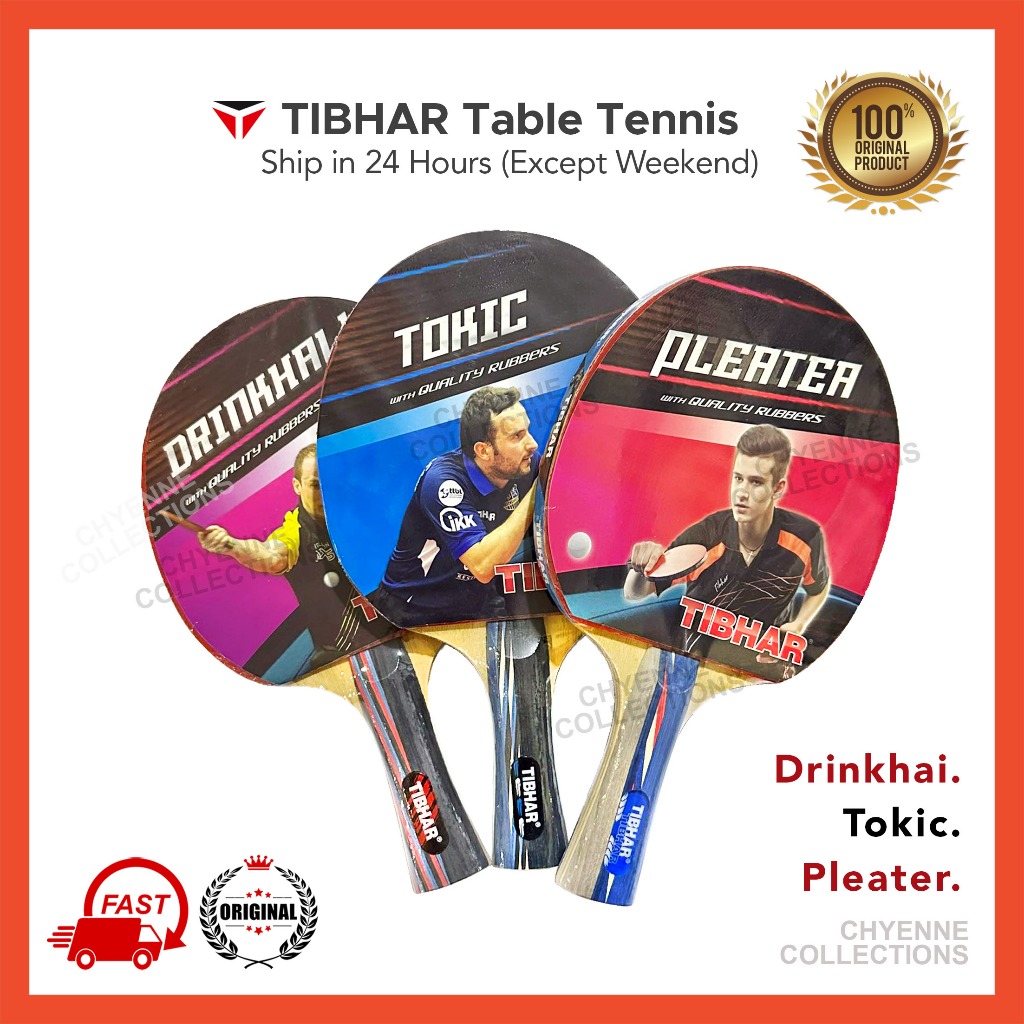 Original Tibhar Table Tennis Bat with Rubber • Tokic Pleater Drinkhall ...