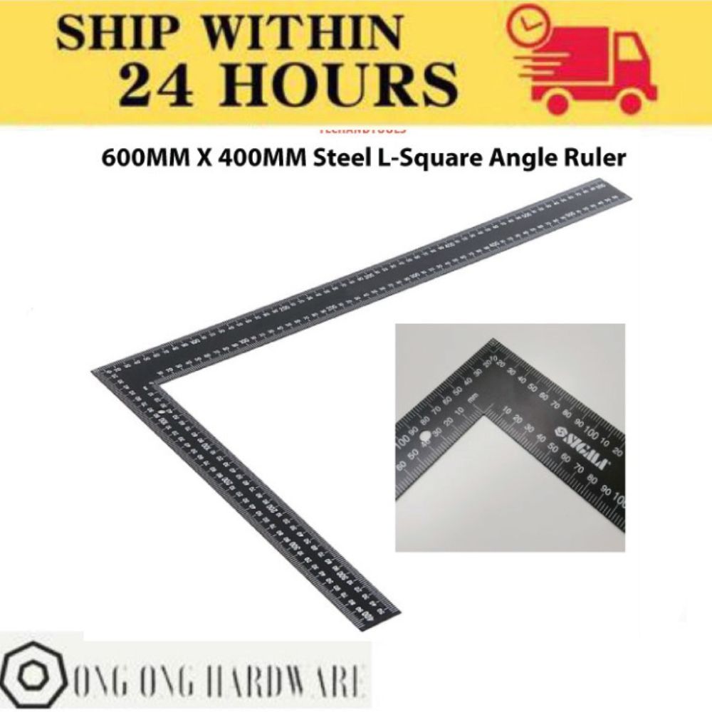 [READY STOCK] 600mm x 400mm BLACK STEEL TRY SQUARE RULER SESIKU ANGLE ...