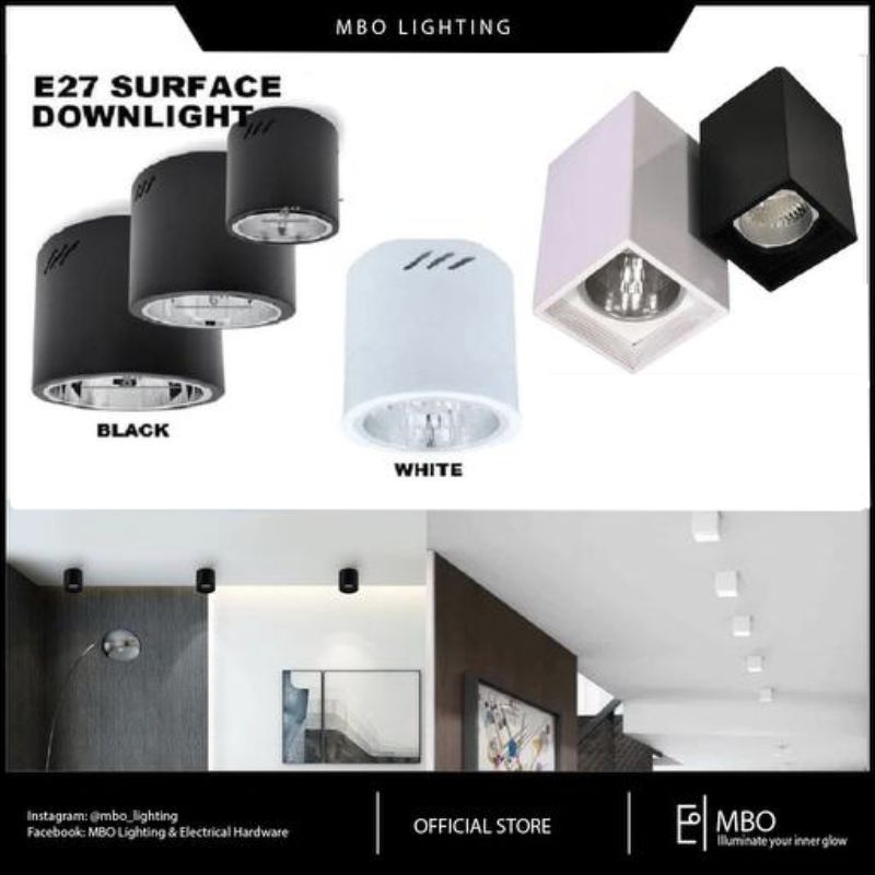 Surface Mounted Tin Downlight Casing 4" / 6" / 8" With E27 Holder ...