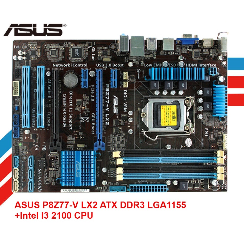 Asus P8Z77-V LX2+I3 2100Processor DDR3 LGA 1155 32GB for I3 I5 I7 CPU Z77 "Used Unit" Desktop ...