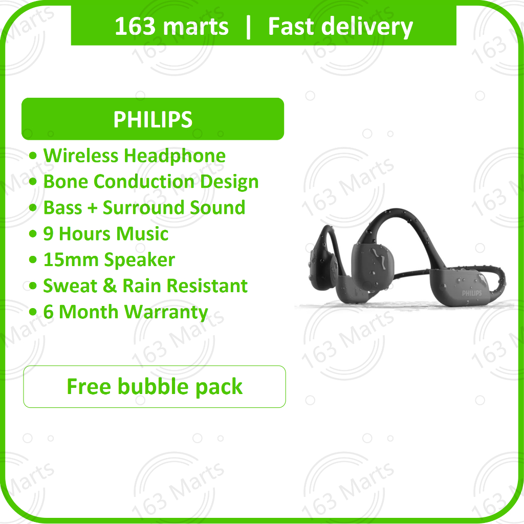 PHILIPS Wireless bluetooth Open Ear Headphones Bone conduction design ...