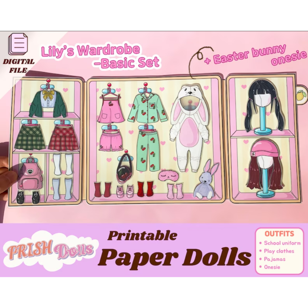PDF] Paper Lily Wardrobe Basic Set Outfit Printable Preschool Kids ...